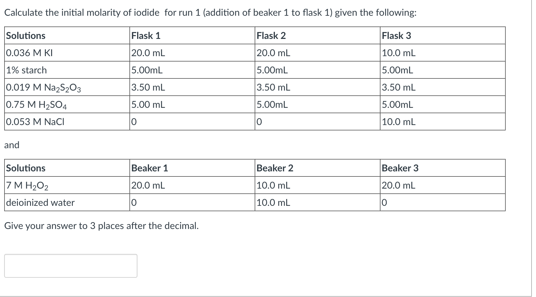 Solved Calculate the initial molarity of iodide for run | Chegg.com