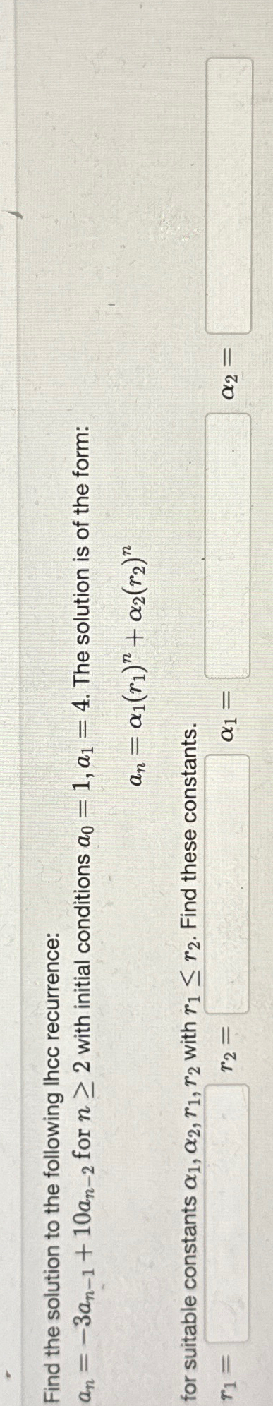 Solved Find the solution to the following Ihcc | Chegg.com
