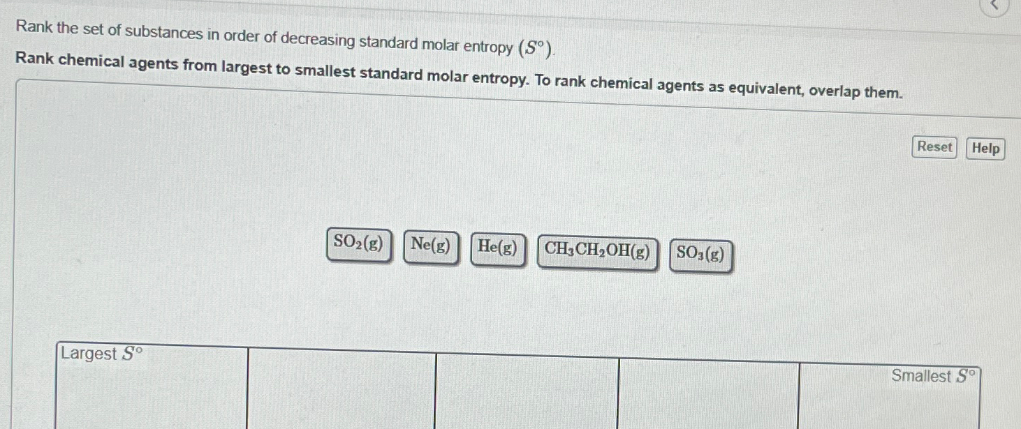 Solved Rank the set of substances in order of decreasing | Chegg.com