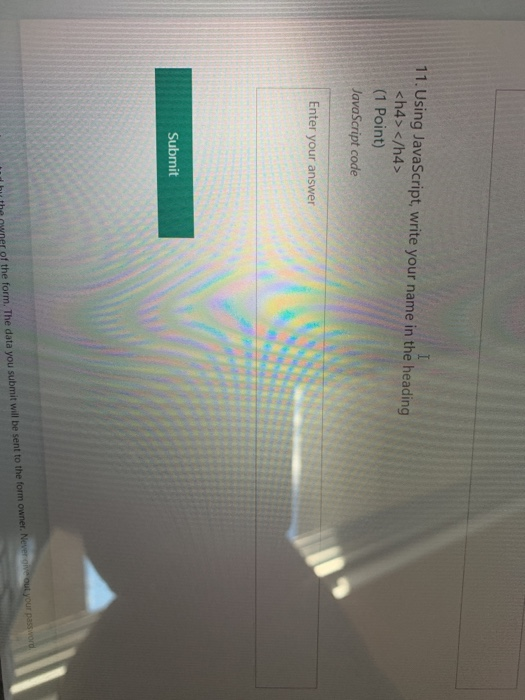 Solved 11. Using JavaScript, write your name in the heading | Chegg.com