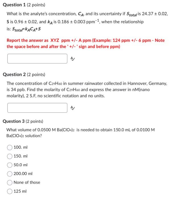 Solved What is the analyte's concentration, CA, and its | Chegg.com