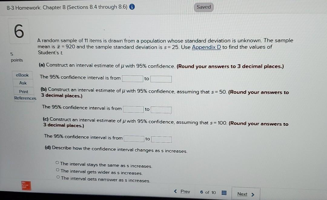 Solved 8-3 Homework: Chapter 8 (Sections 8.4 through 8.6) 6 | Chegg.com Solved 8-3 Homework: Chapter 8 (Sections 8.4 through 8.6) 6 | Chegg.com