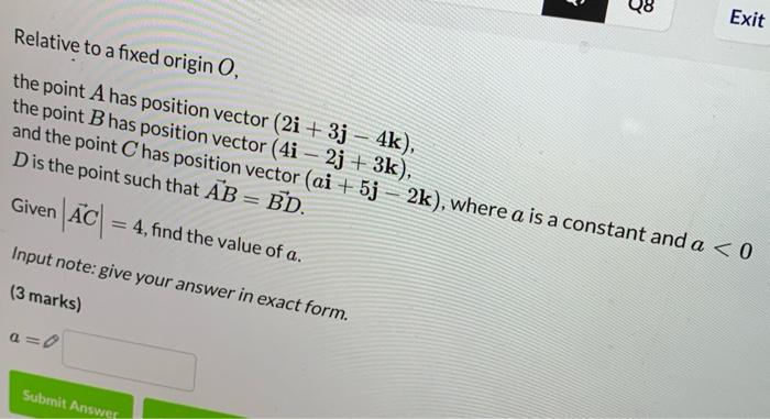 Solved Exit Relative to a fixed origin o, the point A has | Chegg.com