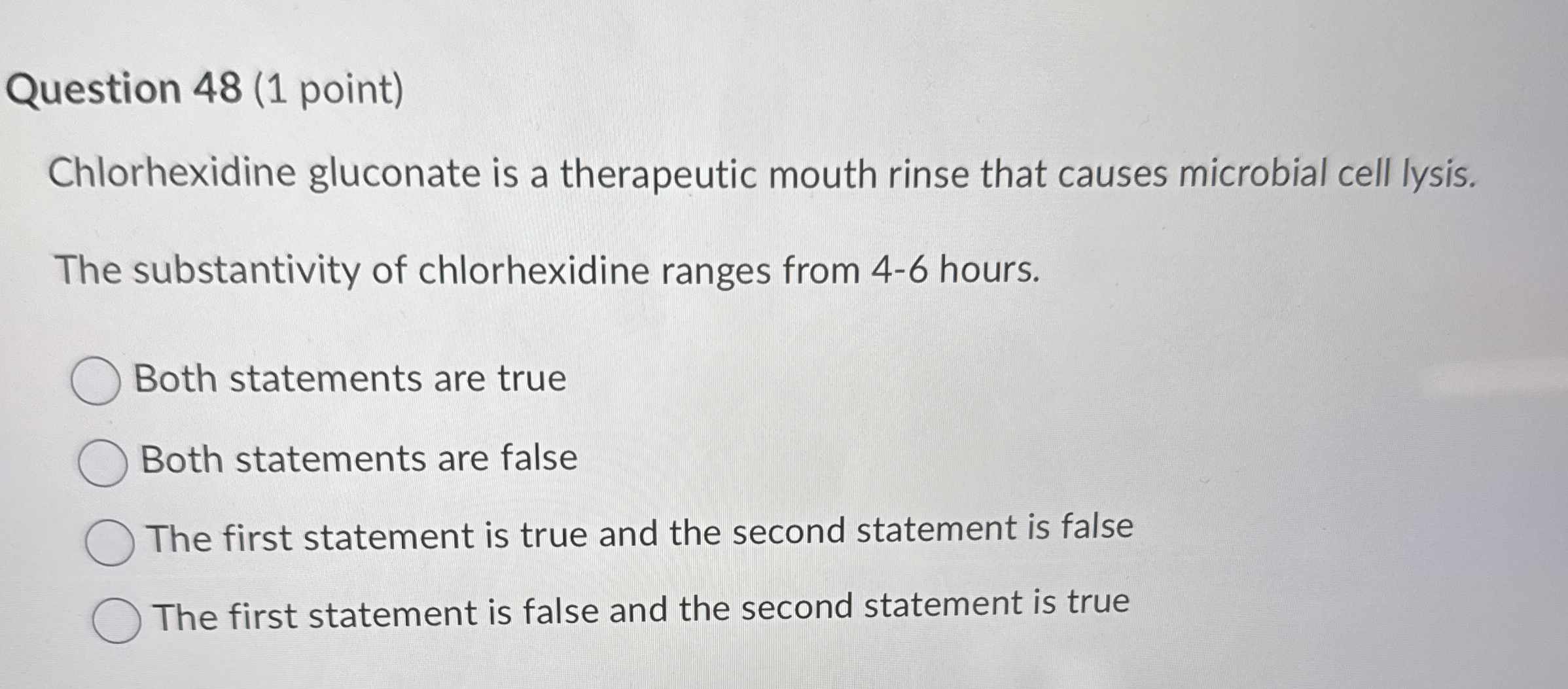 Solved Question 48 (1 ﻿point)Chlorhexidine gluconate is a | Chegg.com