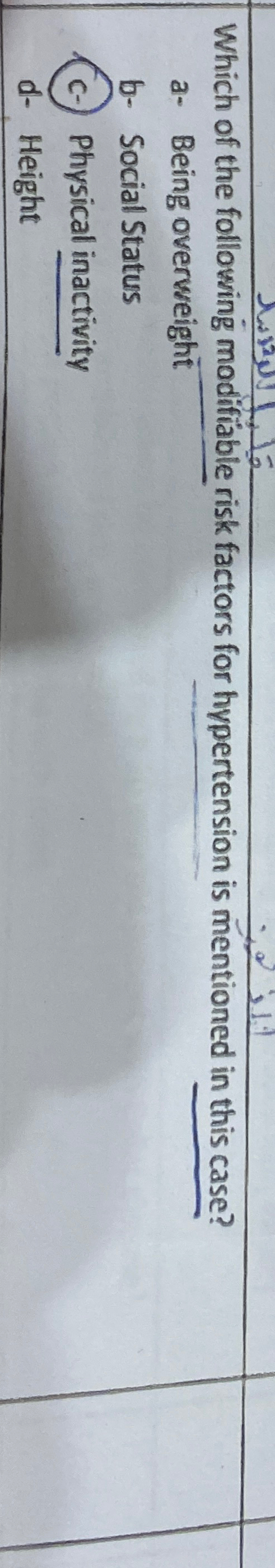 Solved Which of the following modifiable risk factors for | Chegg.com