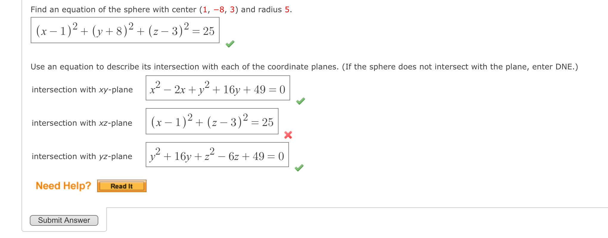 Solved Find an equation of the sphere with center (1,-8,3) | Chegg.com