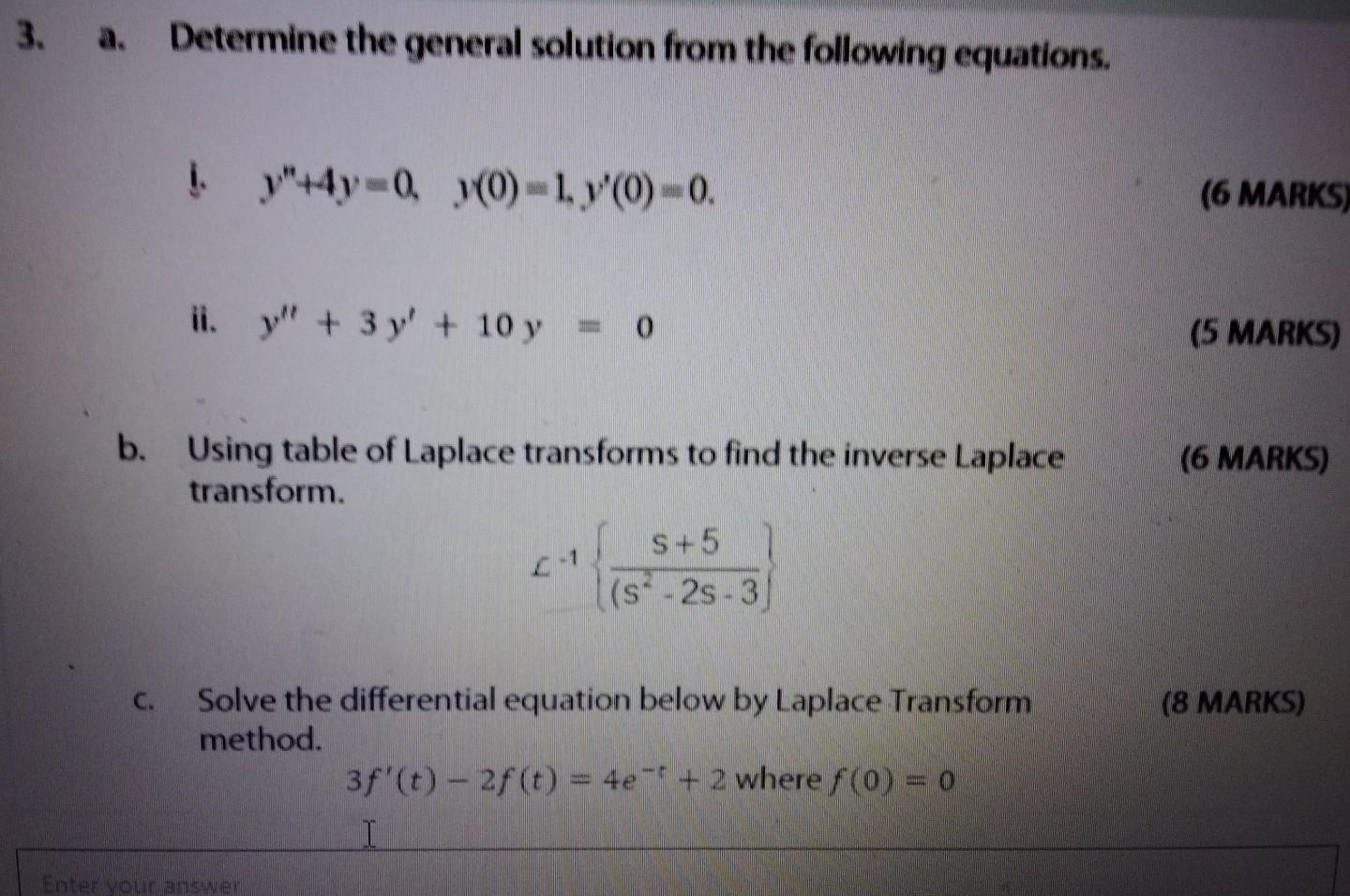 Solved Determine the general solution from the following | Chegg.com