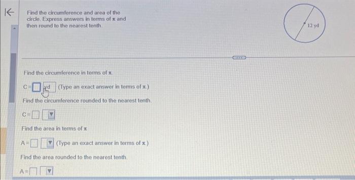 Solved Find the circumference and area of the circle. | Chegg.com