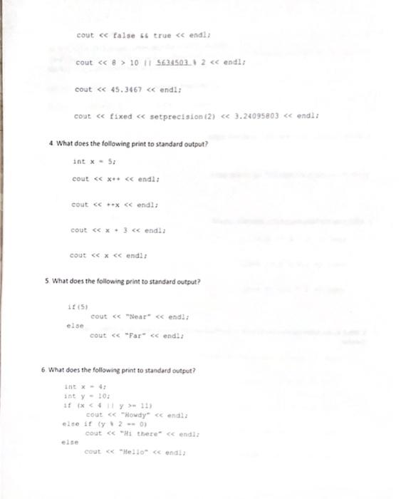 Solved cout κ false 6 true k 10∣15634503∣2≪ | Chegg.com