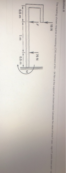 Solved estion 6 The loading shown requires a resisting (CW) | Chegg.com