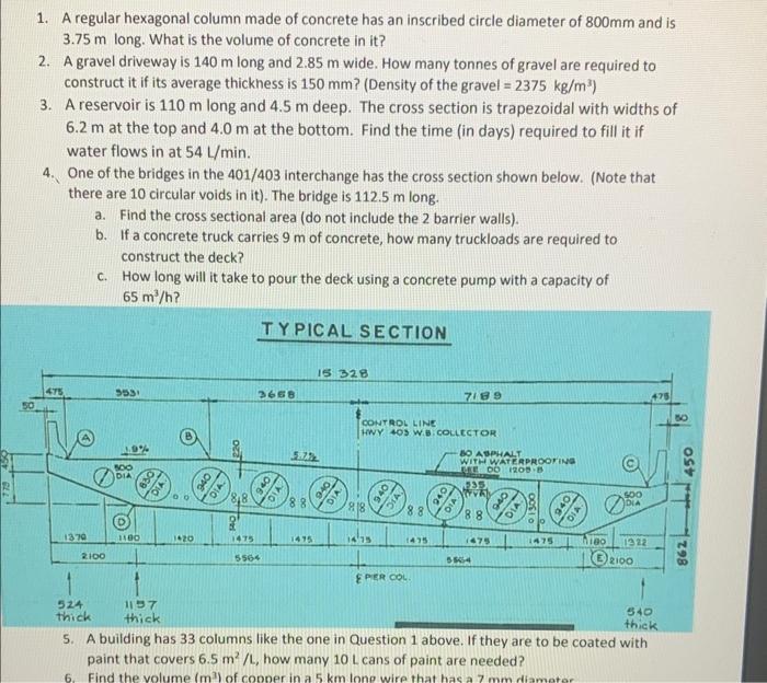 Solved 1. A regular hexagonal column made of concrete has an | Chegg.com