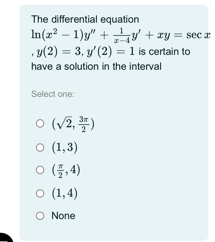 Solved The differential equation | Chegg.com