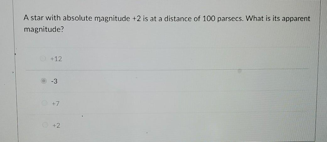 Solved A star with absolute magnitude +2 is at a distance of | Chegg.com