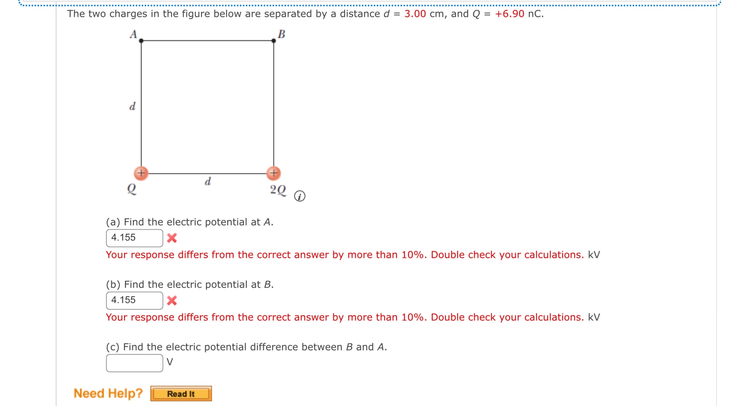 Solved The two charges in the figure below are separated by | Chegg.com