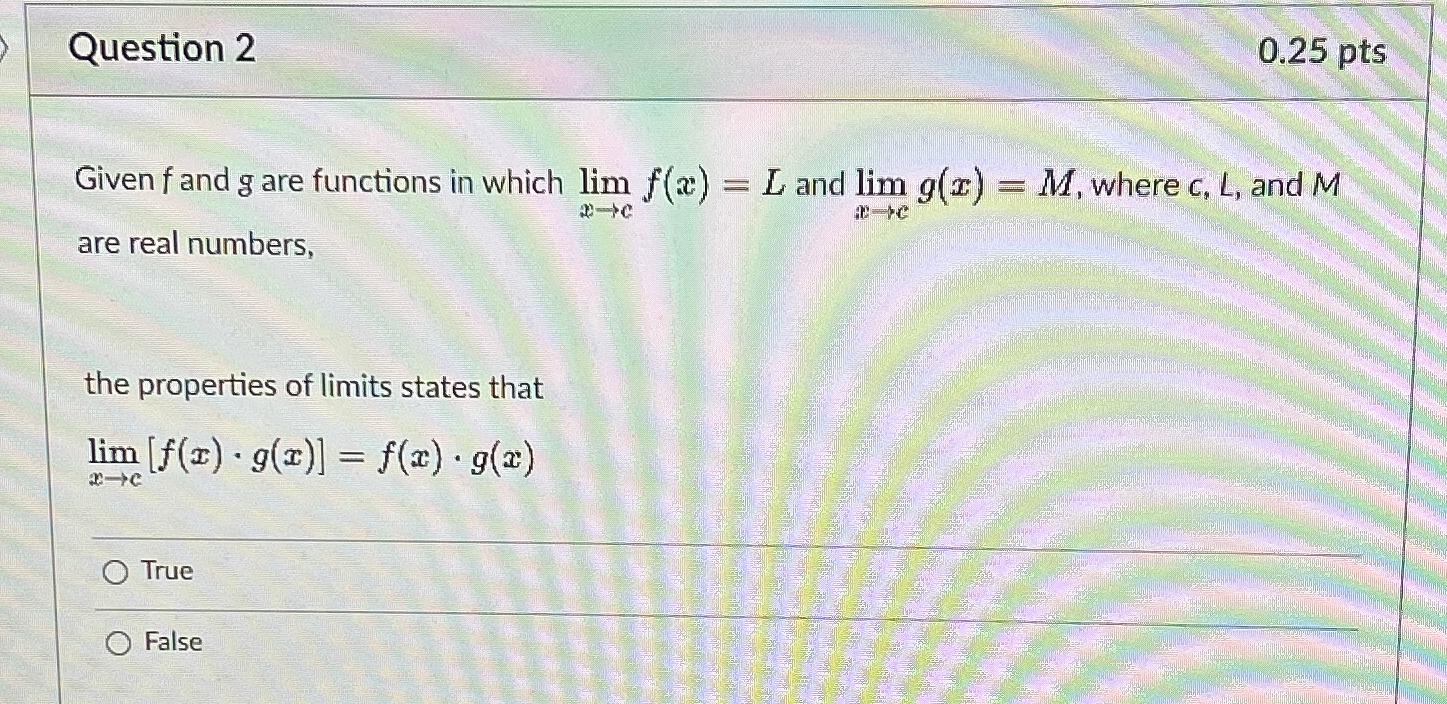 Solved Question 20.25 ﻿ptsGiven f ﻿and g ﻿are functions in | Chegg.com