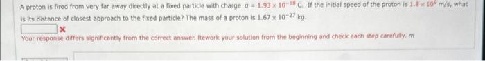Solved A proton is fired from very fot away directly at a | Chegg.com