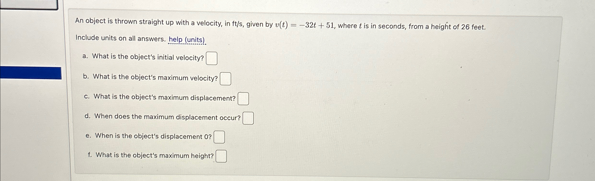 Solved An object is thrown straight up with a velocity, in | Chegg.com