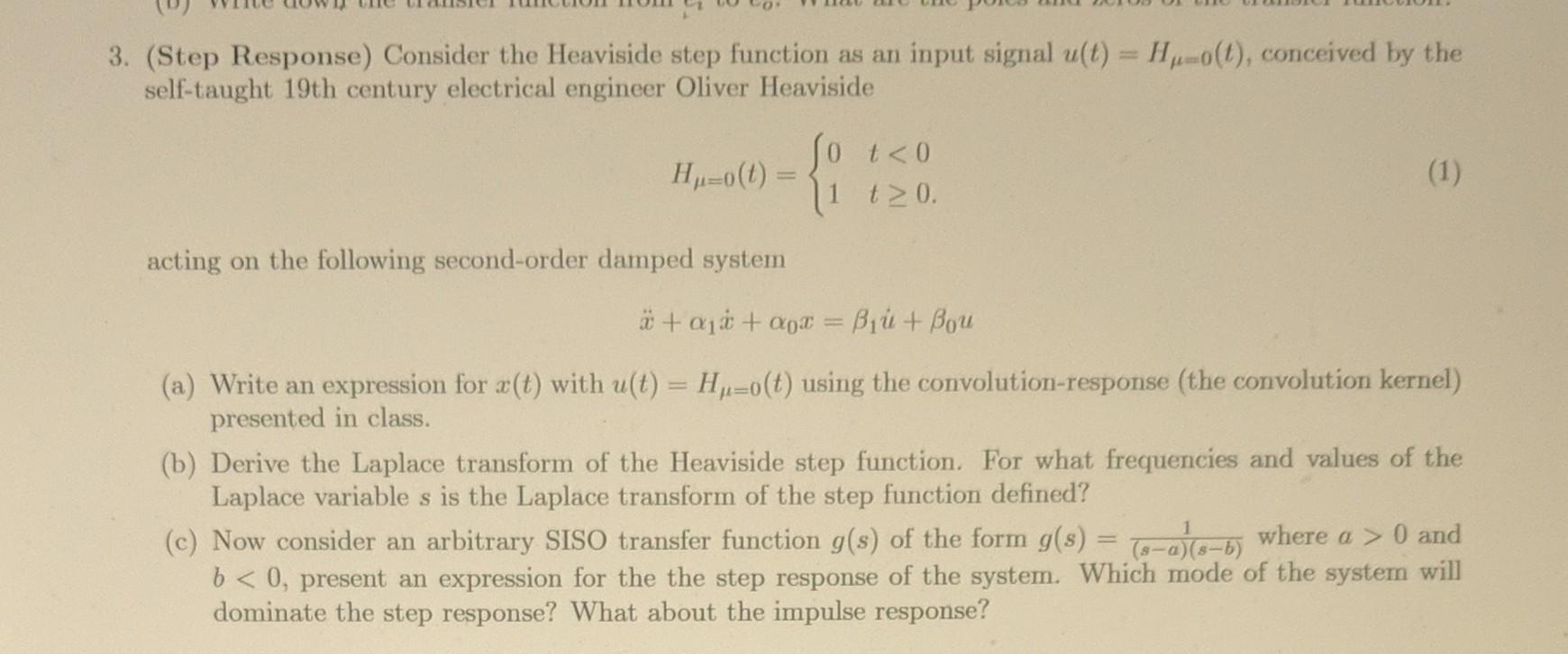 Solved 3. (Step Response) Consider the Heaviside step | Chegg.com