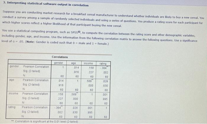 Solved 3 Interpreting Statistical Software Output In 8518