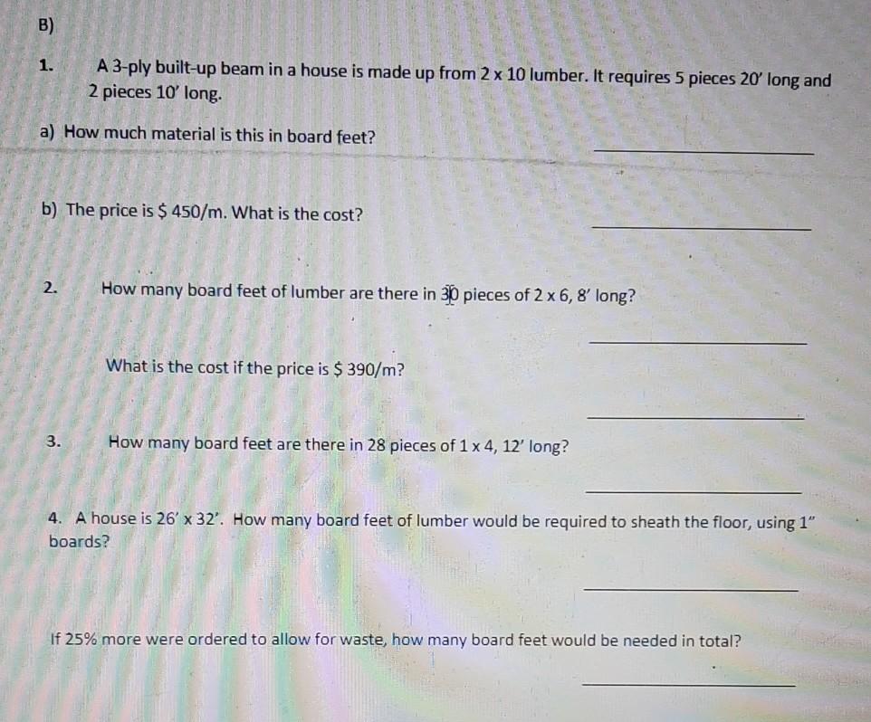 Solved B) 1. A 3-ply built-up beam in a house is made up | Chegg.com
