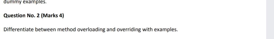 Solved dummy examples. Question No. 2 (Marks 4) | Chegg.com