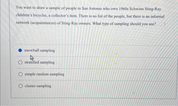 You want to draw a sample of people in San Antonio | Chegg.com