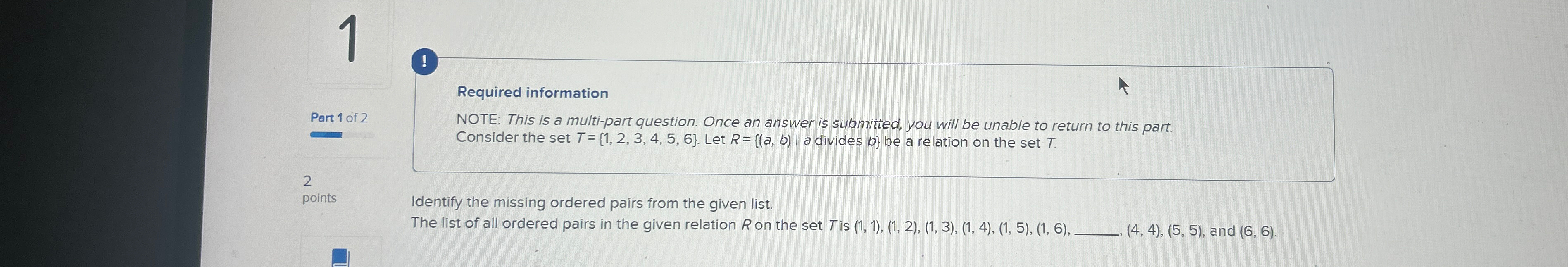 Solved 1!Required informationPart 1 of 2NOTE: This is a | Chegg.com Solved 1!Required informationPart 1 of 2NOTE: This is a | Chegg.com