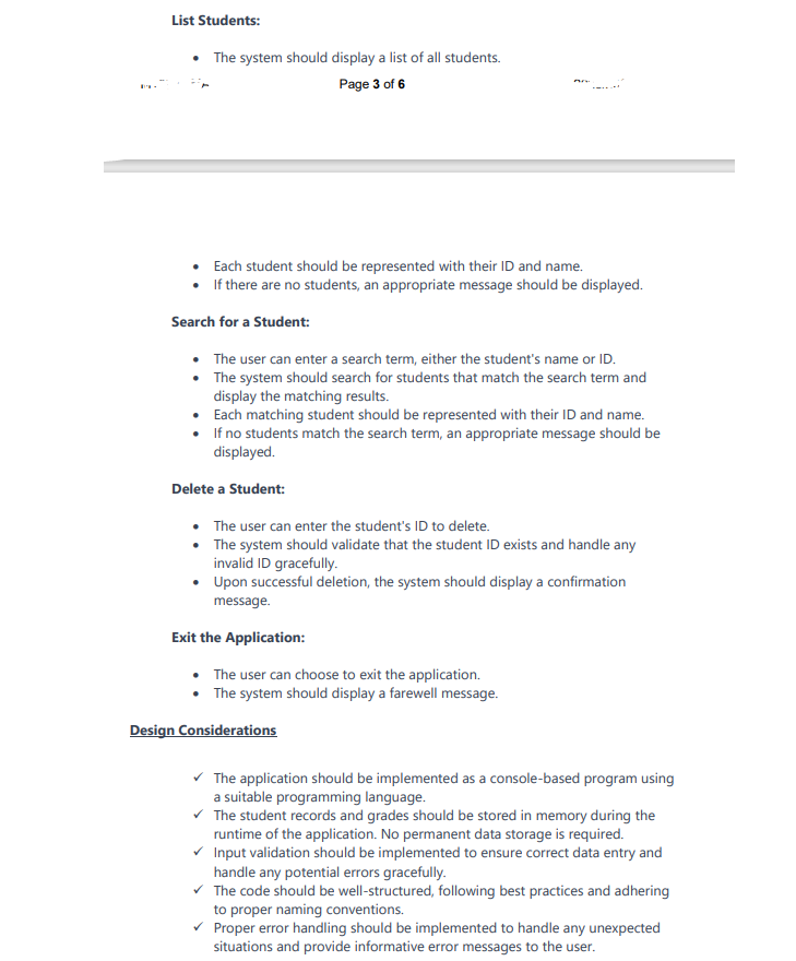 Solved The Student Grade Management System is a console | Chegg.com