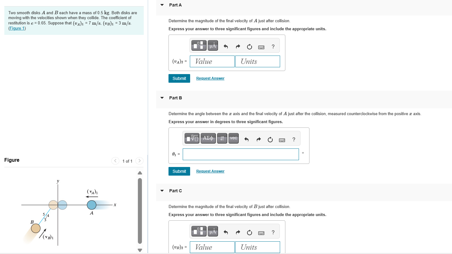 Solved Two smooth disks A and B ﻿each have a mass of 0.5kg. | Chegg.com