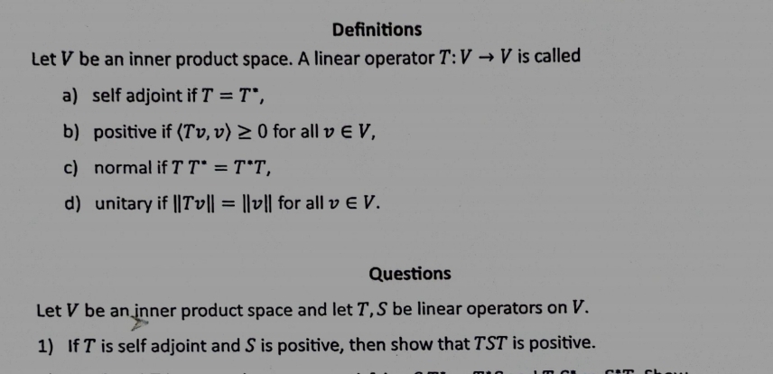 Solved DefinitionsLet V ﻿be an inner product space. A linear | Chegg.com
