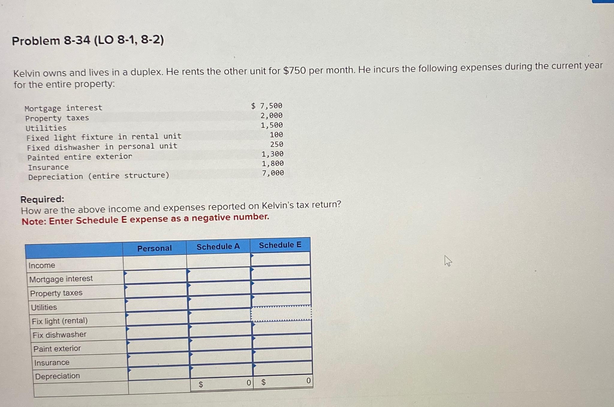 Solved Problem 8-34 (LO 8-1, 8-2)Kelvin owns and lives in a | Chegg.com