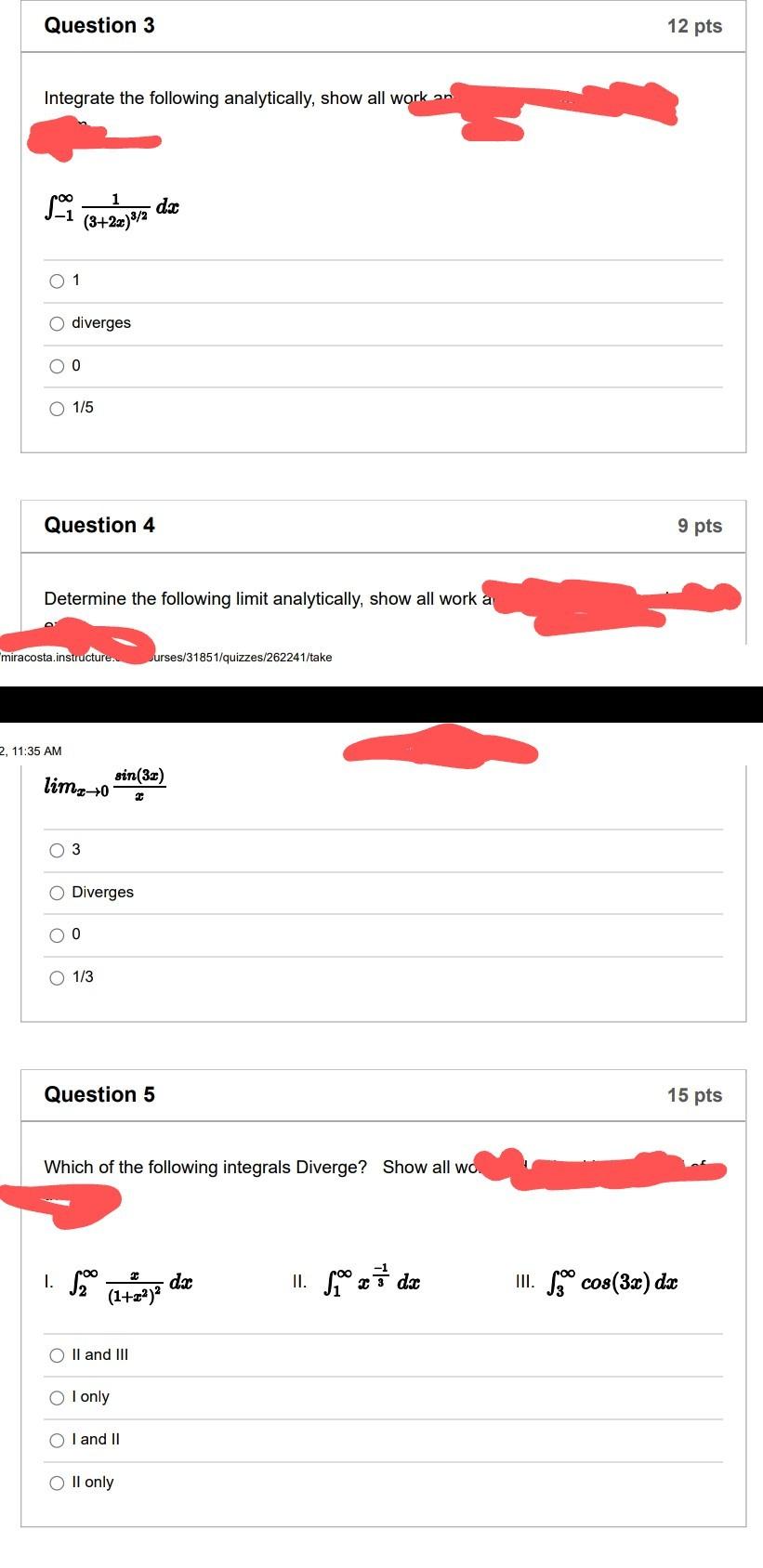 Solved Integrate the following analytically, show all work | Chegg.com
