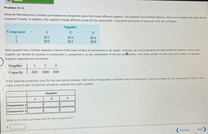 Solved Problem 9-11 Edwards Manufacturing Company purchases | Chegg.com