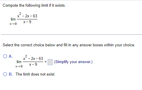 Solved Compute the following limit if it | Chegg.com