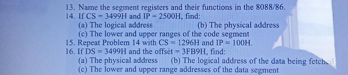 Solved Name the segment registers and their functions in the | Chegg.com
