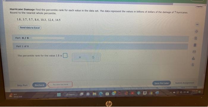 Solved Hurricane Damage Find the percentile rank for each | Chegg.com