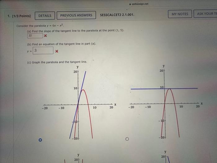 Solved Consider the parabola y=6x−x2 (a) Find the slope of | Chegg.com