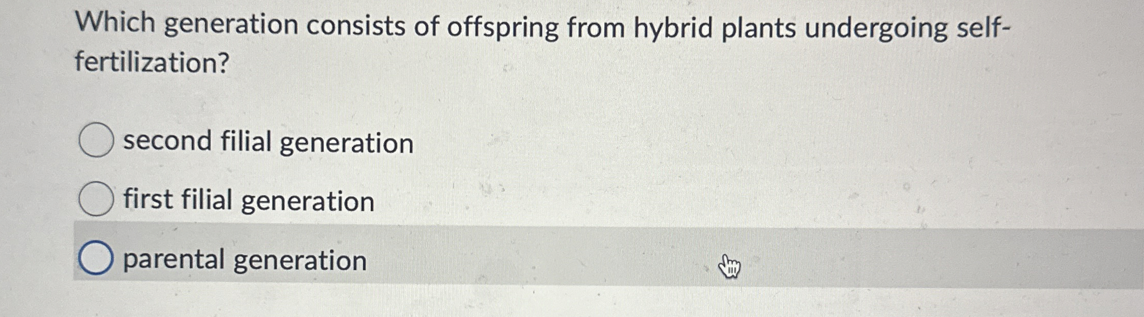 Solved Which generation consists of offspring from hybrid | Chegg.com