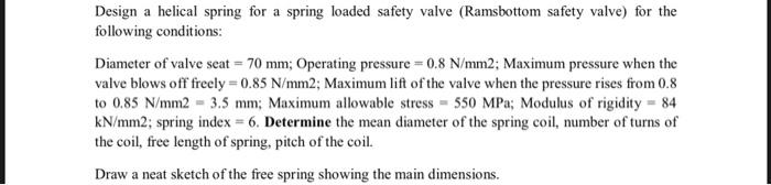 Solved Design a helical spring for a spring loaded safety | Chegg.com