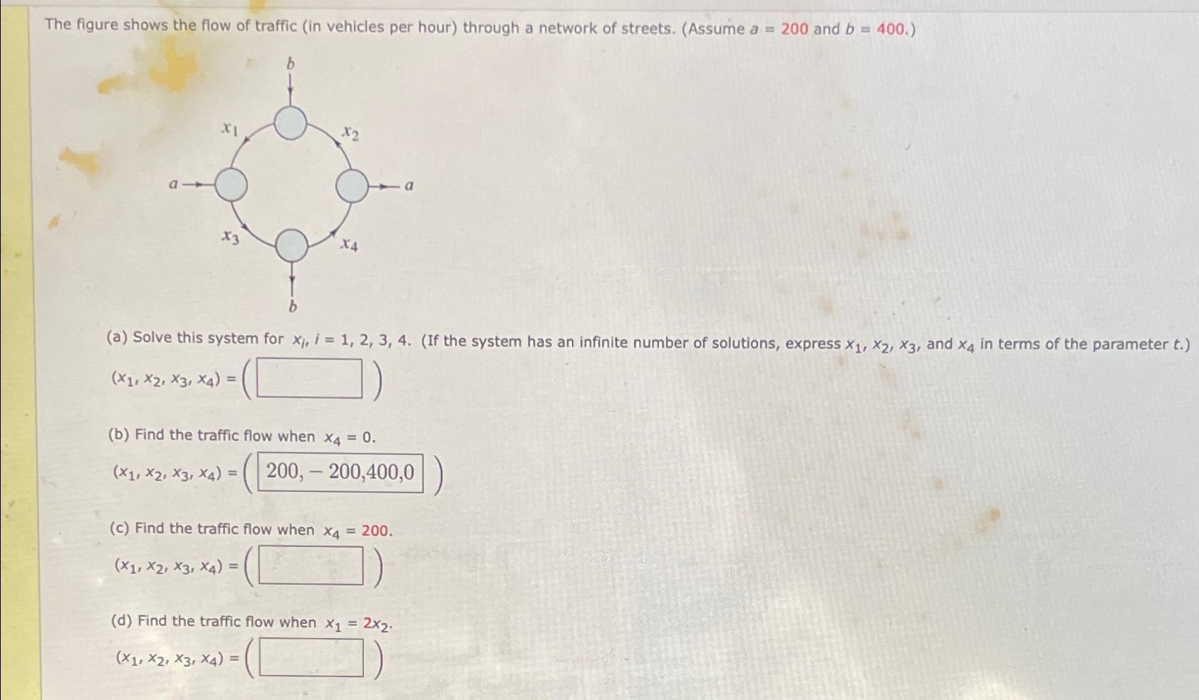 Solved The figure shows the flow of traffic (in vehicles per | Chegg.com