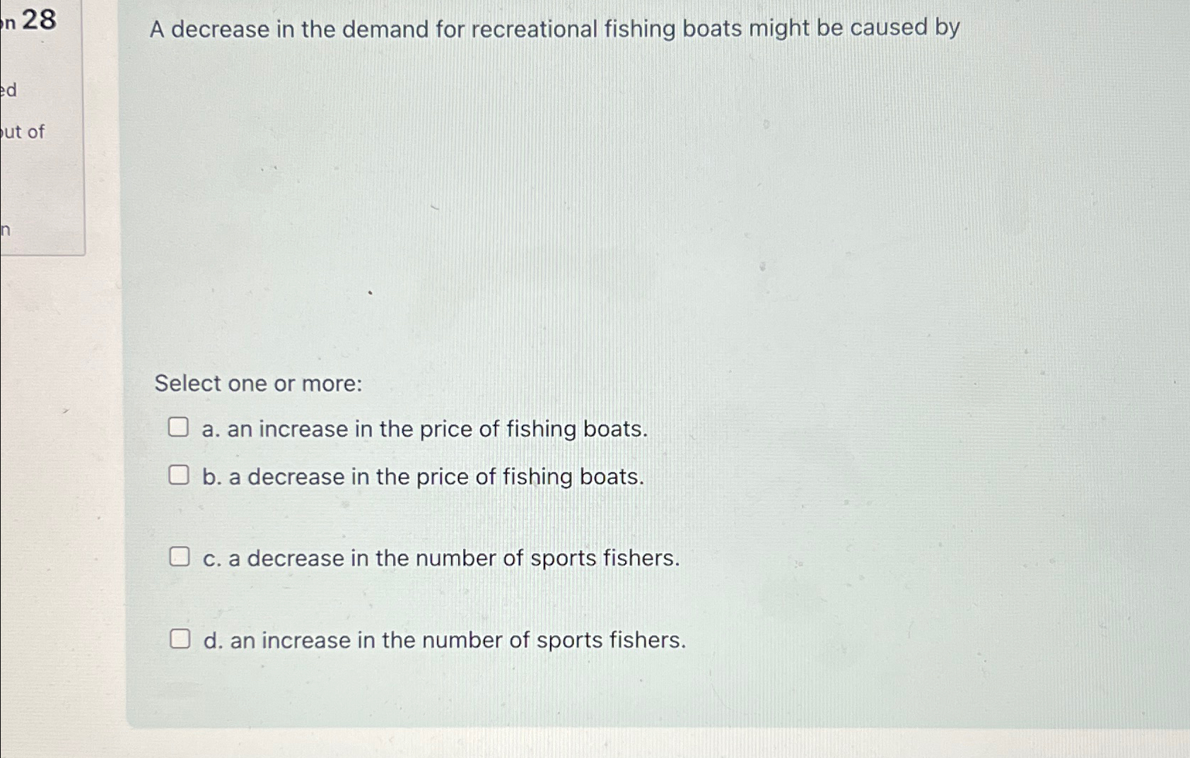 Solved on 28A decrease in the demand for recreational | Chegg.com