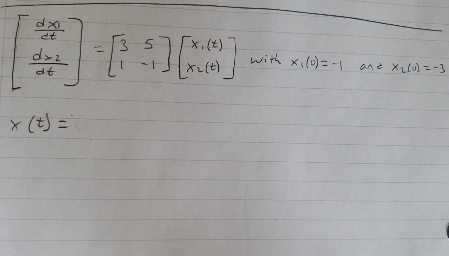 Solved dxi لے 35 dxz Xi(t) X2(t) with x ,(0) = -1 and | Chegg.com