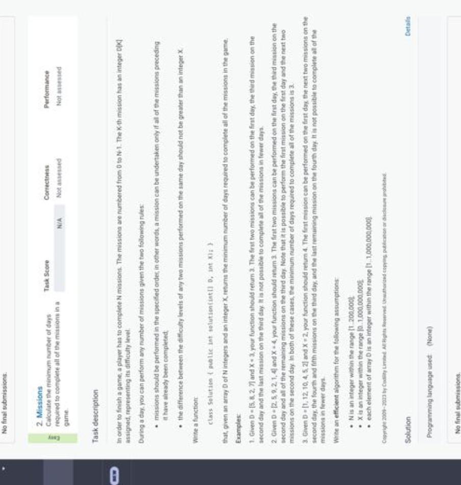 Solved 2. Missions game. Task description In order to finish | Chegg.com