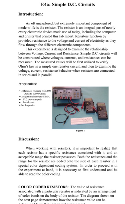 Solved E4a: Simple D.C. Circuits Introduction: An oft | Chegg.com