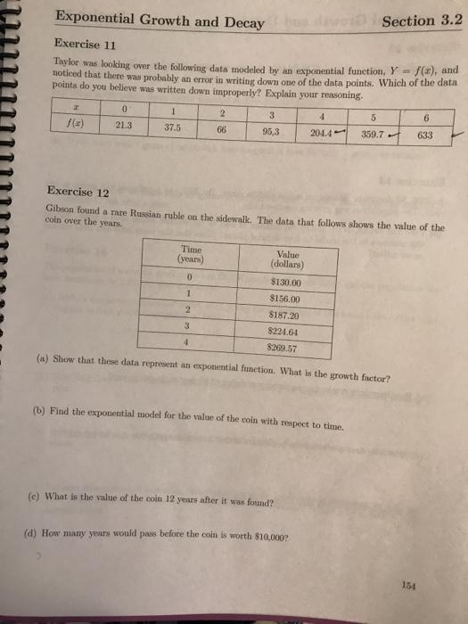 Solved Section 3.2 Exponential Growth and Decay Exercise 11 | Chegg.com