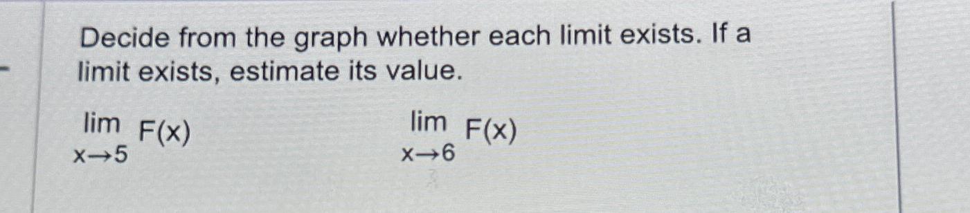 Solved Decide from the graph whether each limit exists. If a | Chegg.com