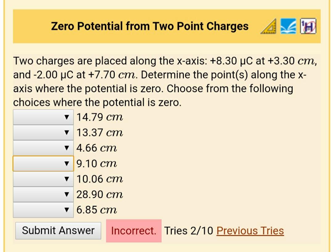 Solved Zero Potential from Two Point Charges Two charges are | Chegg.com