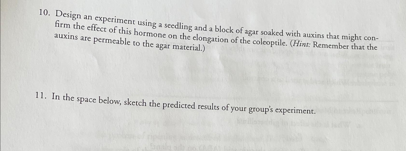 Solved Design an experiment using a seedling and a block of | Chegg.com