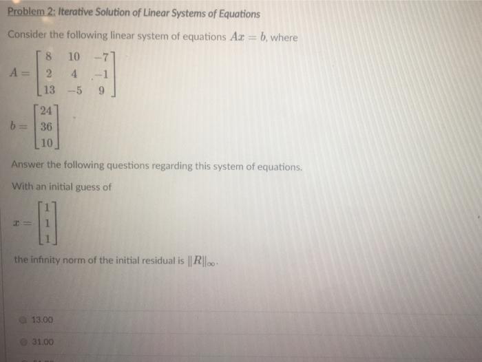 Solved Problem 2 Iterative Solution Of Linear Systems Of 7701