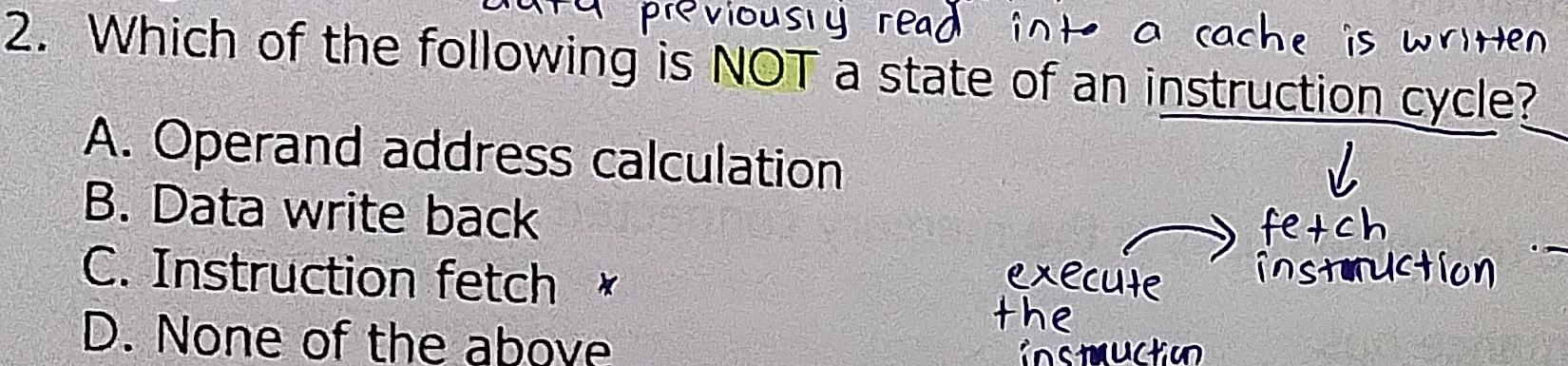 Solved 2. Which of the following is viousiy read into a | Chegg.com